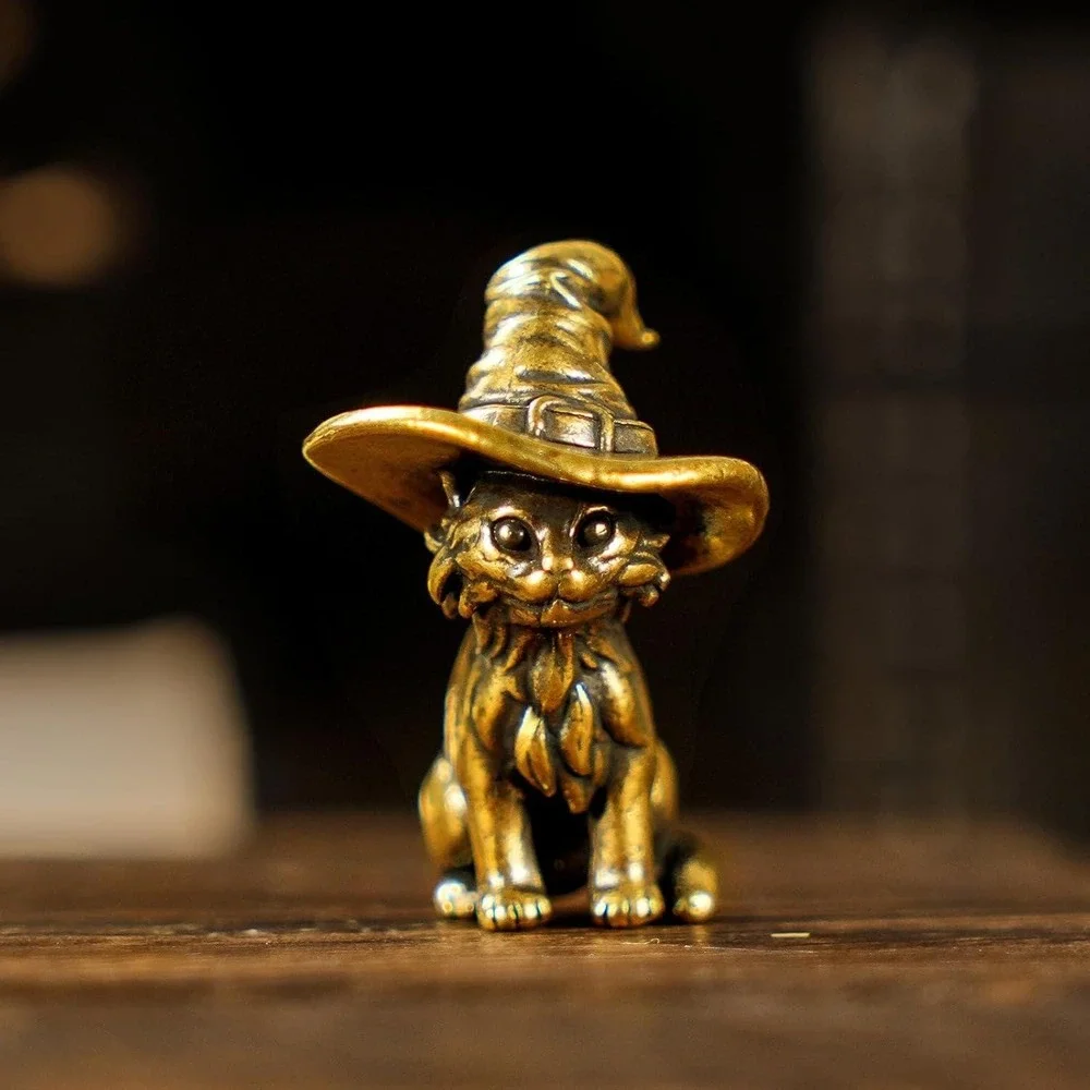 Accents | Brass Witch Cat Figurine Magic Protection Intuition Altar ...